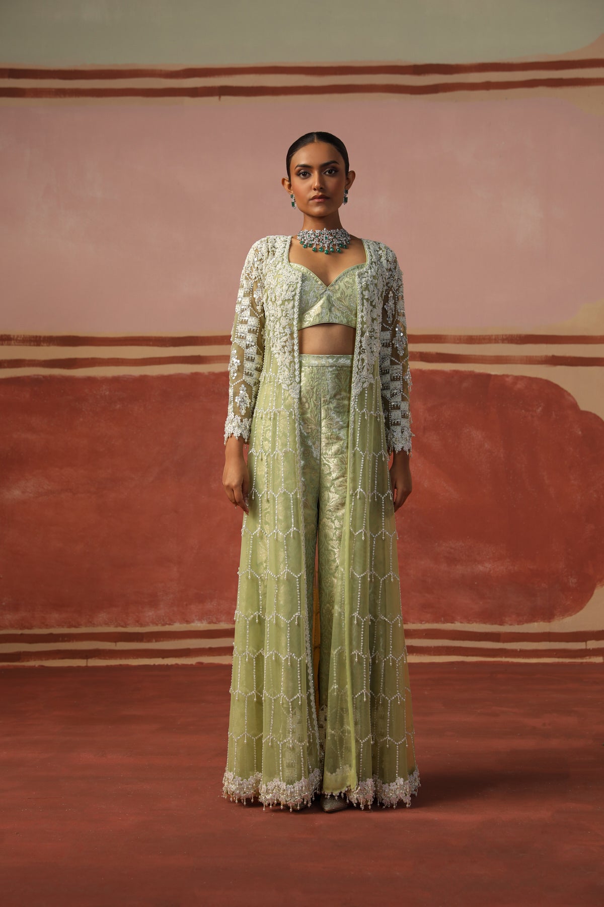 Kudrat Sharara Jacket Set